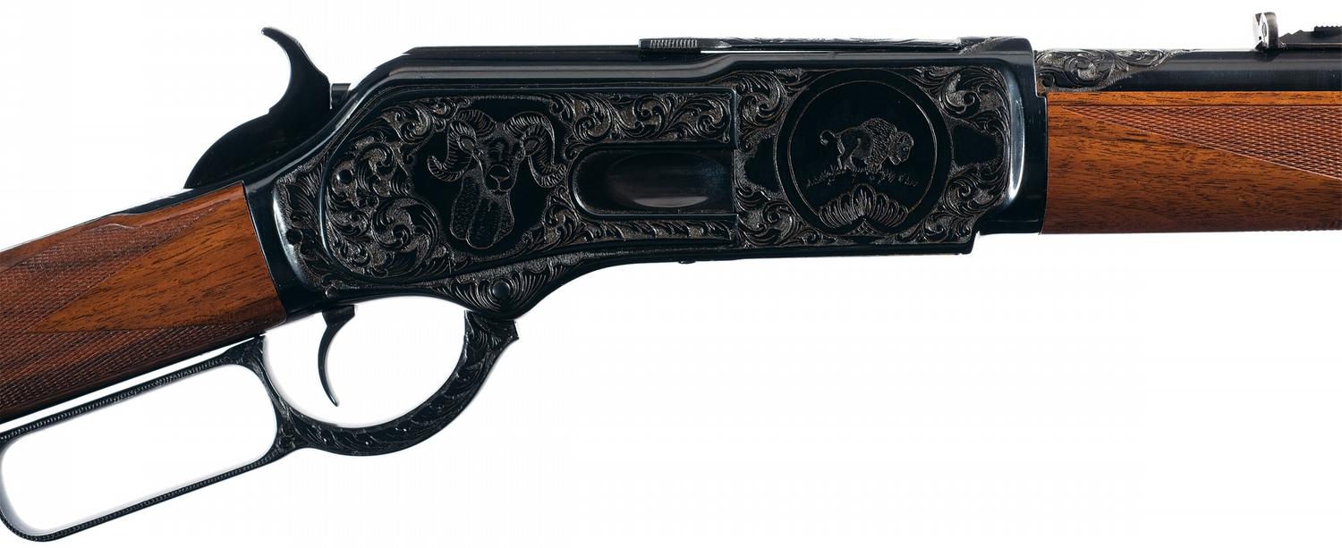 Custom Engraved Winchester Model 1876 Lever Action Rifle