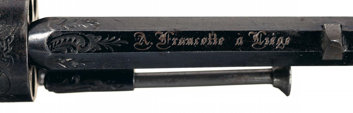 Fine Engraved French Lefaucheux Pinfire Double Action Revolver with ...