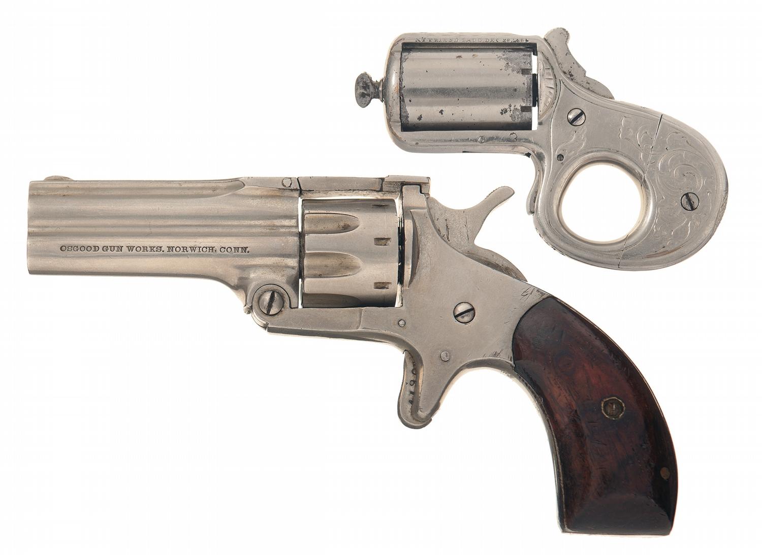 Two Revolvers - A) James Reid .22 Caliber Engraved "My Friend" Knuckle ...