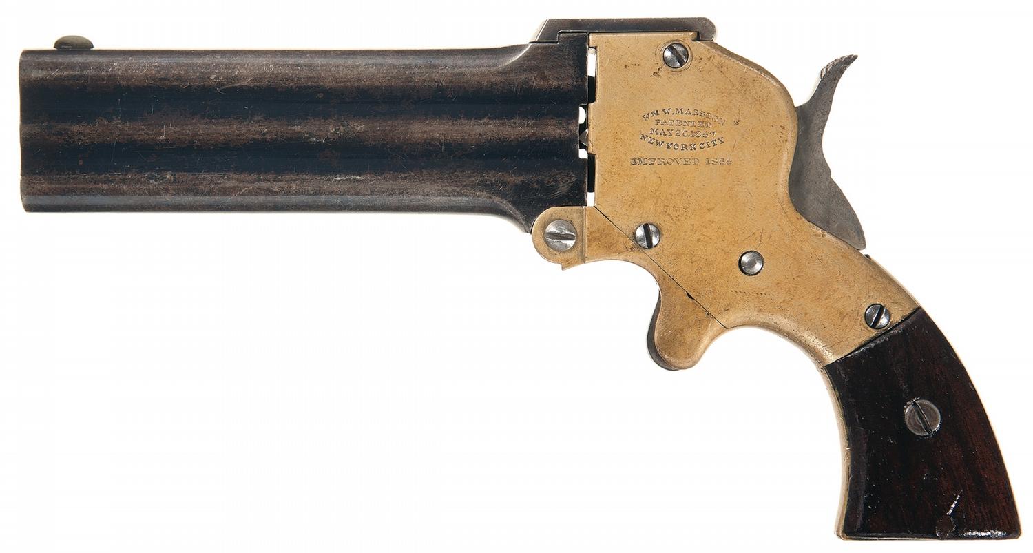 W. W. Marston Superposed Three Barrel 32 Derringer with Scarce 4 Inch ...