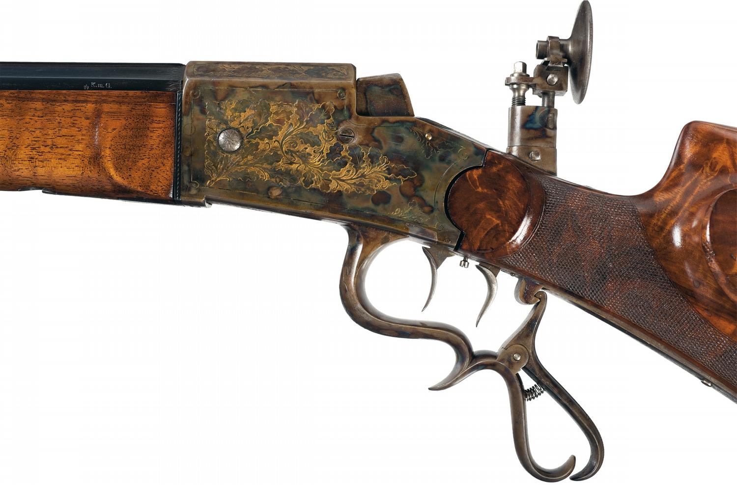 Engraved German Single Shot System Reform Schuetzen Rifle