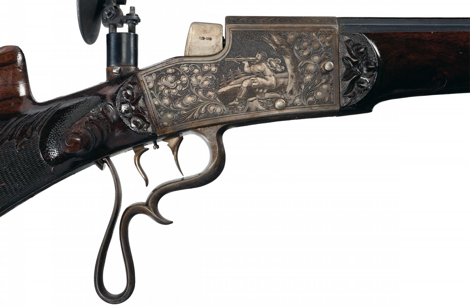Engraved Single Shot Reformed Aydt Schuetzen Rifle