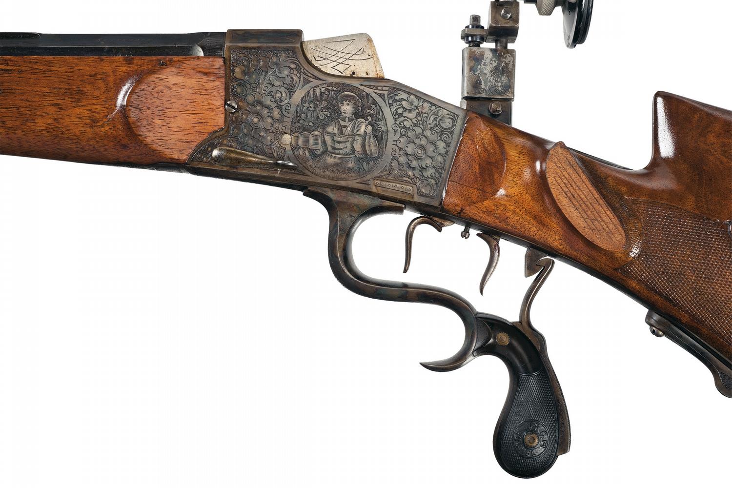 Engraved Buchel Meister Left Hand Single Shot Schuetzen Rifle