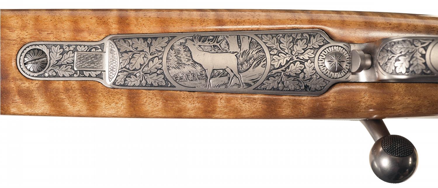 Custom Engraved Sporterized Mauser Model 98 Bolt Action Rifle with Scope