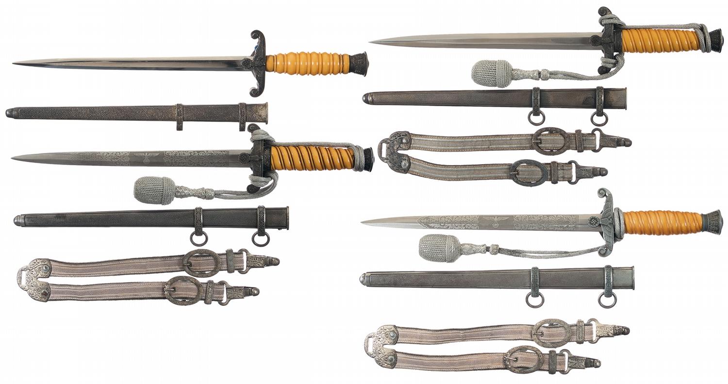 Three Nazi Heer Officer's Daggers and One Letter Opener