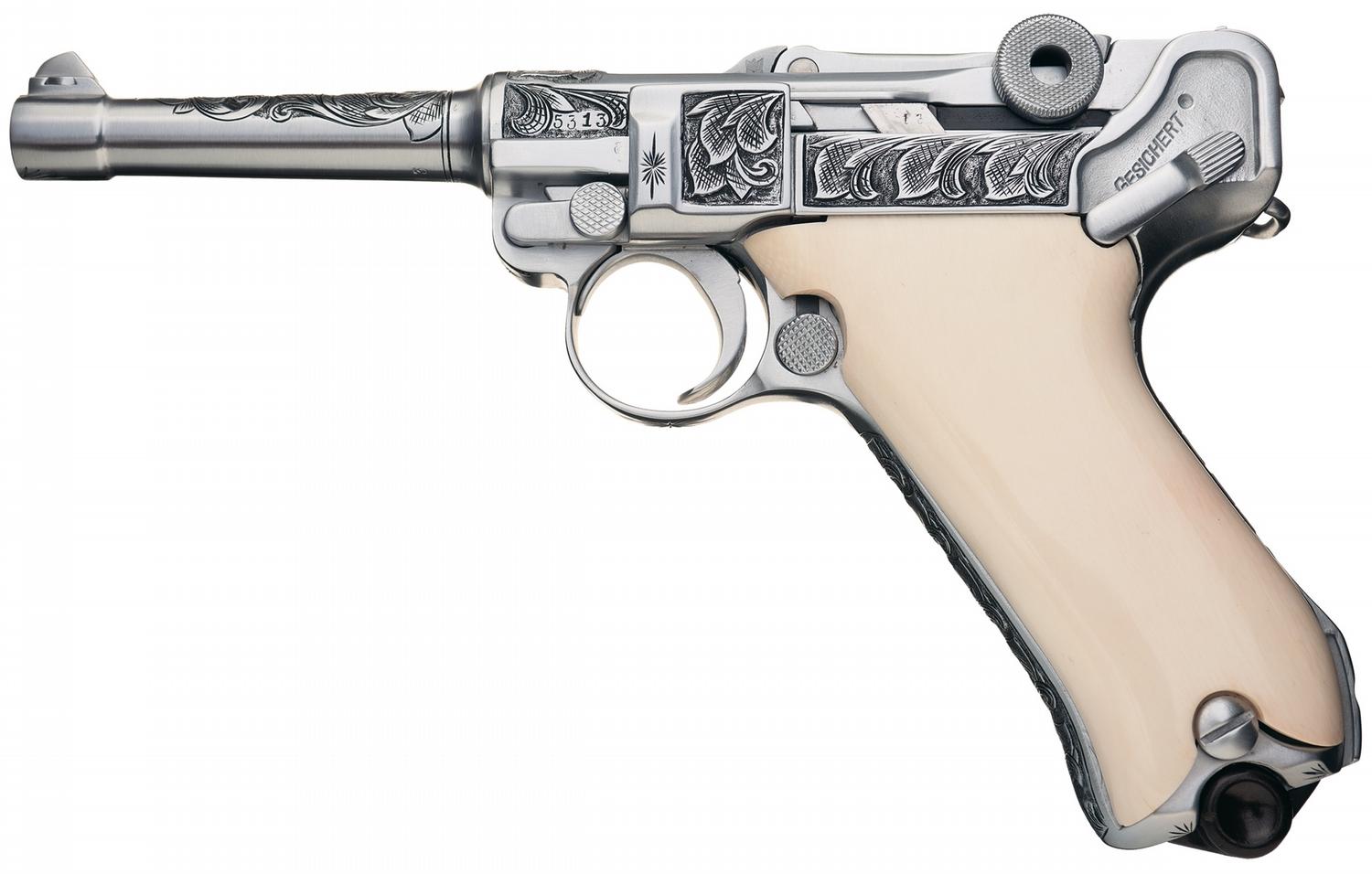 Custom Engraved Erfurt Luger with Ivory Grips