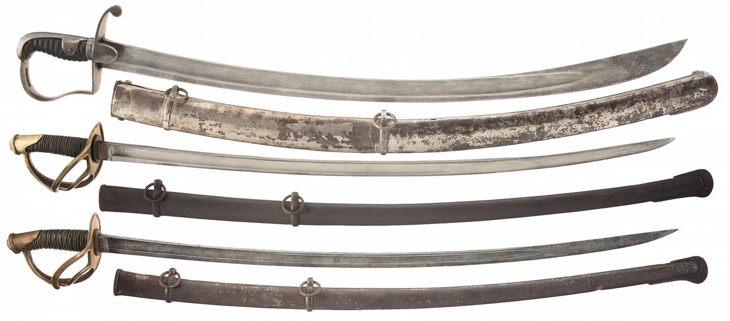 Napoleonic War Light Cavalry Saber with Scabbard and Two 1840 Pattern ...