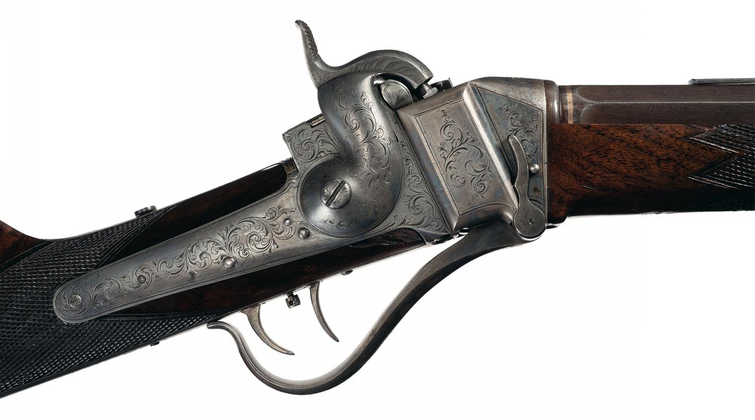 Rare Cased and Factory Engraved Sharps Model 1853 Sporting Rifle