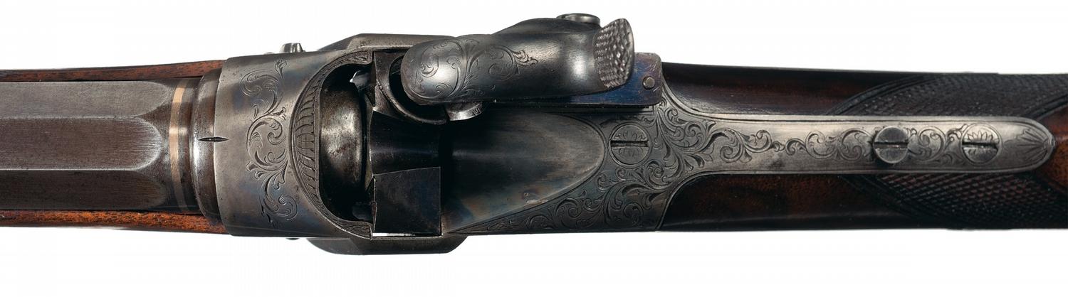 Rare Cased and Factory Engraved Sharps Model 1853 Sporting Rifle