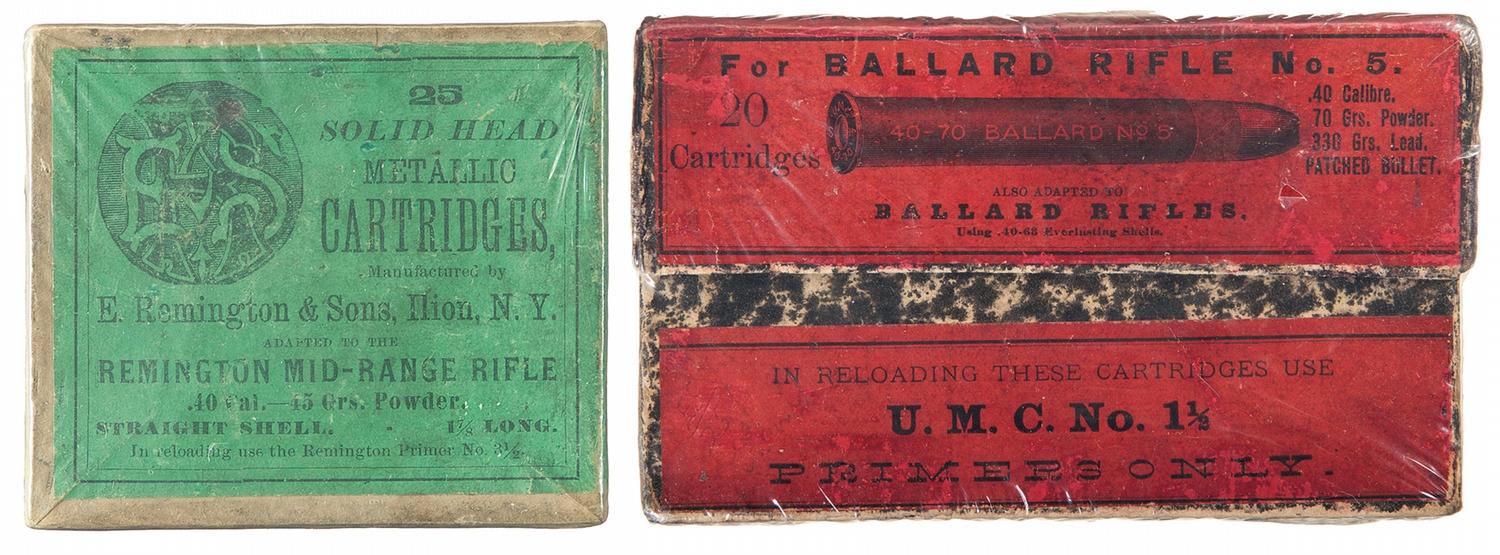 Two Rare Single Shot Rifle Cartridge Boxes