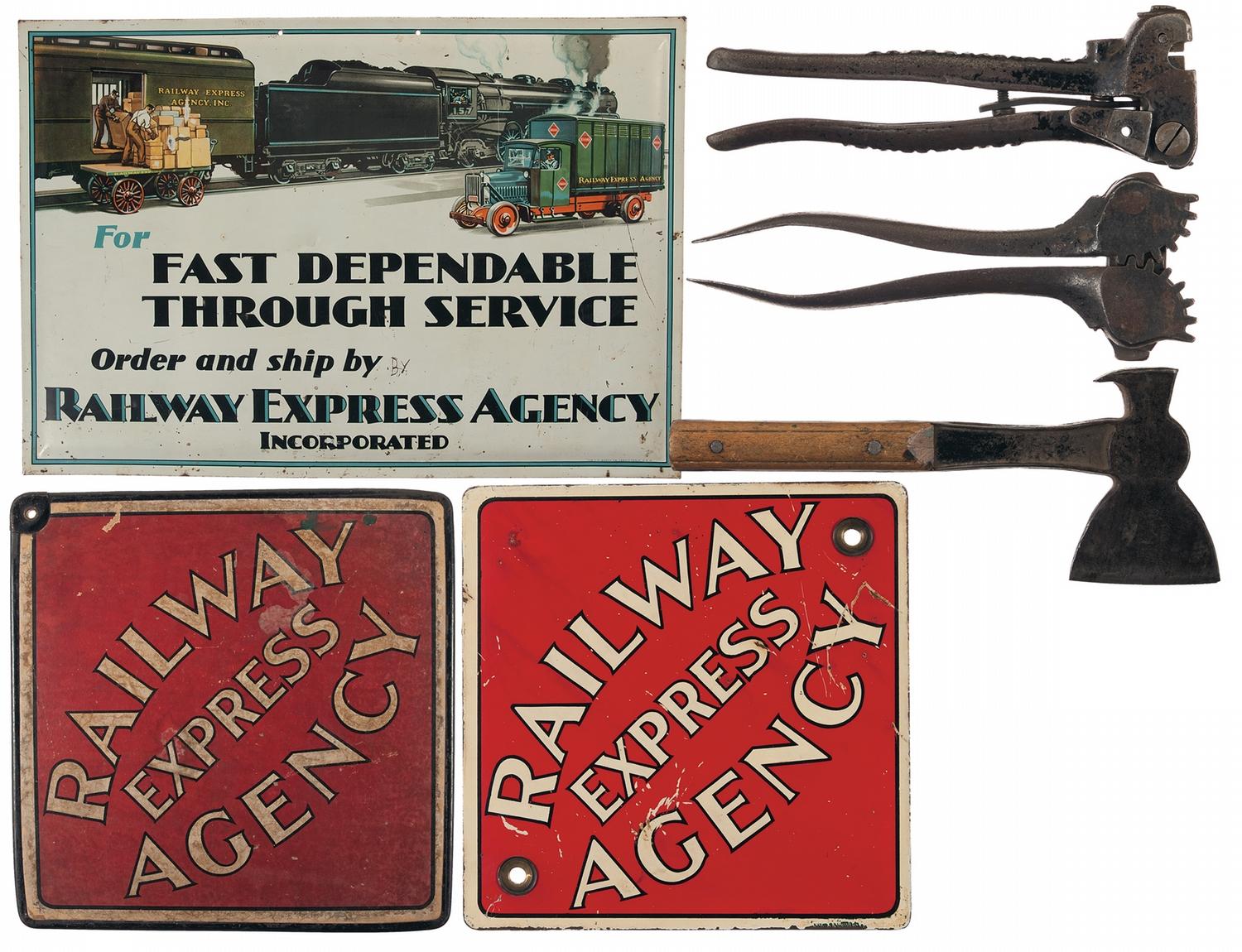 Railway Express Agency Signs and Tools