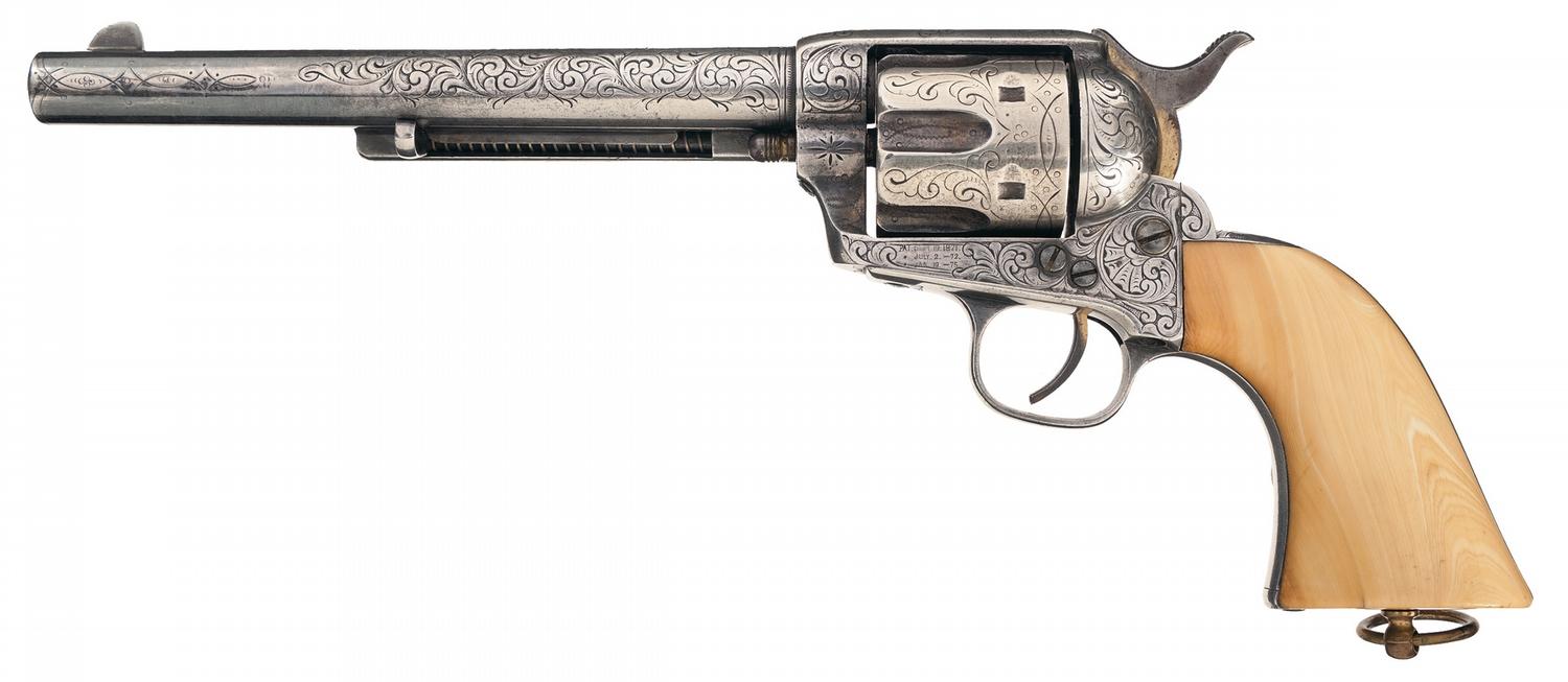 New York Engraved Silver Plated Antique Colt Single Action Army ...