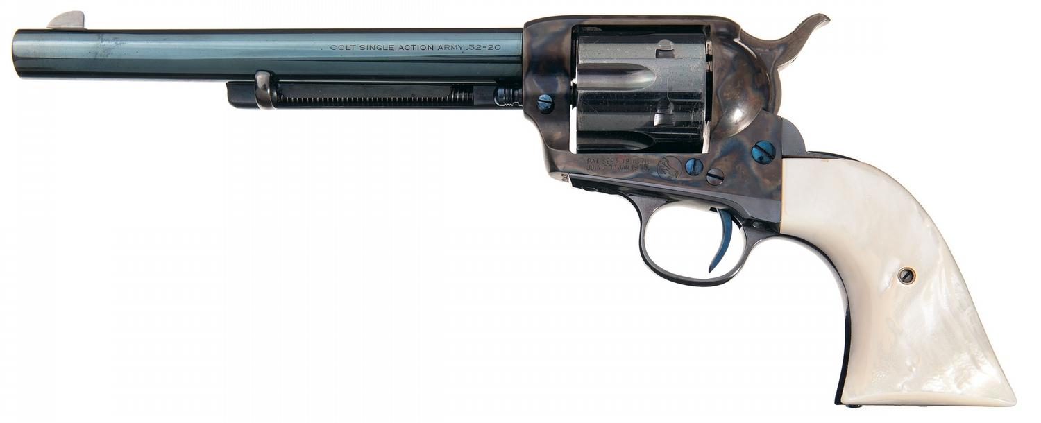 Colt Single Action Army Revolver with Carved Pearl Grips