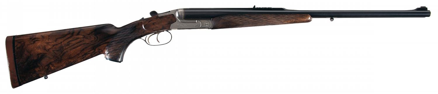 Engraved Heym Safari Double Rifle in 470 Express Caliber with Ammunition