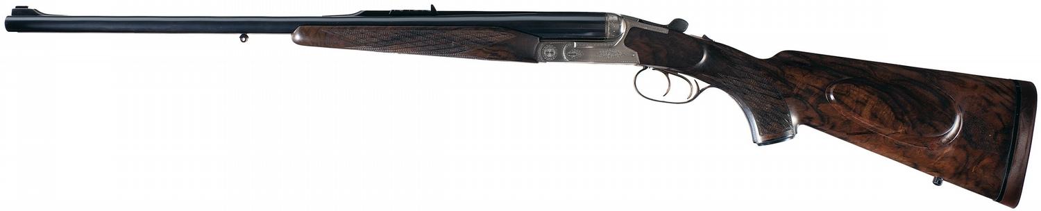 Engraved Heym Safari Double Rifle in 470 Express Caliber with Ammunition