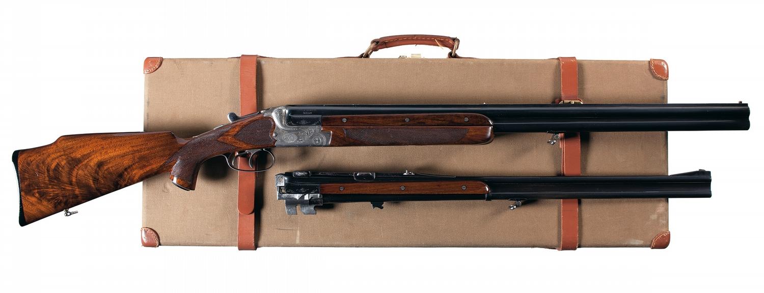 Merkel Prewar II Over/Under Two Barrel Set 8mm Rifle/ 16 Gauge Shotgun ...