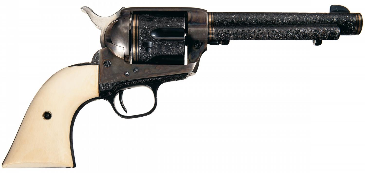 Inscribed Alvin White Engraved Gold Inlaid Pre-War Colt Single Action ...
