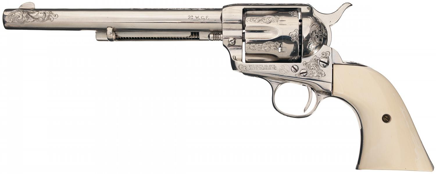 Custom Engraved Colt Single Action Army Revolver with Case and Ivory Grips