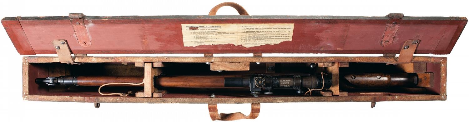 Excellent WWII No. 4 MKI (T) British Enfield Sniper Rifle with Wooden Crate