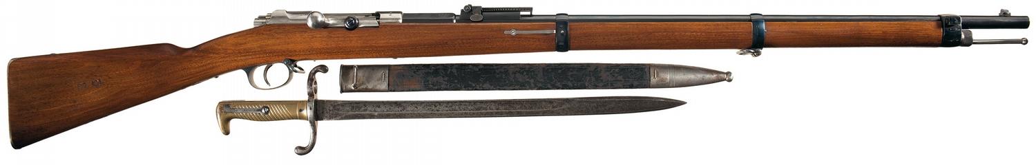 Spandau Arsenal Mauser Model 71/84 Bolt Action Magazine Rifle with Bayonet