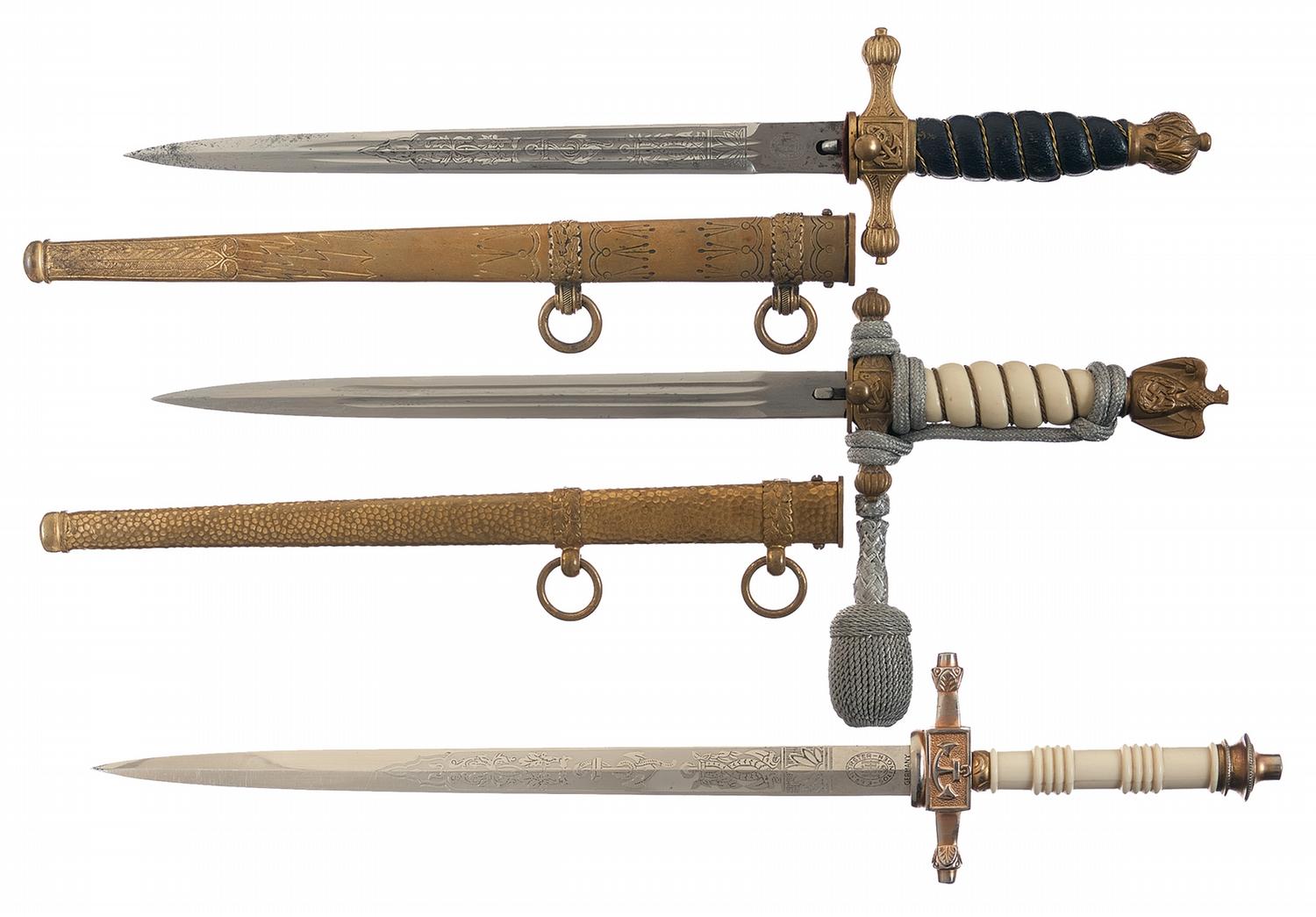 Two German Naval Daggers and a Dutch Naval Dirk