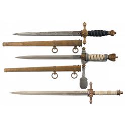 Two German Naval Daggers and a Dutch Naval Dirk
