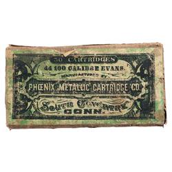 Extremely Rare Sealed Box of Evans Magazine Rifle 44-100 Ammunition