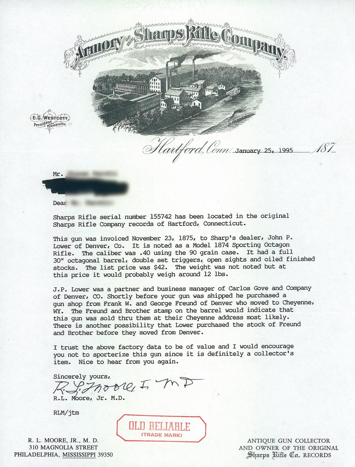 Freund Marked J. P. Lower Shipper Sharps Model 1874 Buffalo Rifle with ...