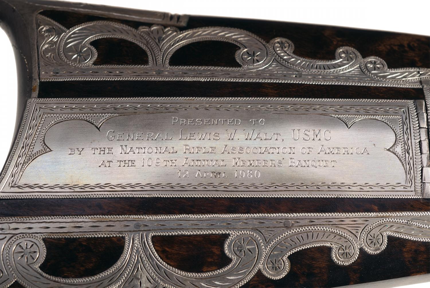 Contemporary Brooks Flintlock Presentation Rifle Presented to USMC ...