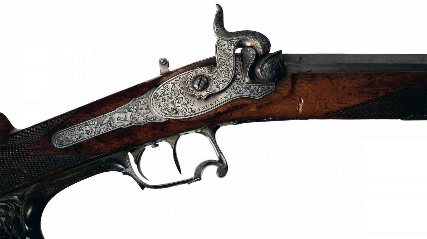 W. Maschek Marked Percussion Jaeger Rifle with Gold Inlay