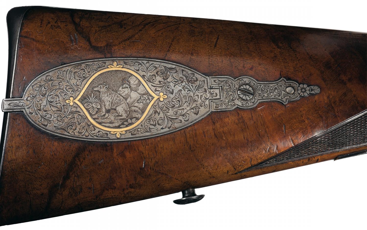 W. Maschek Marked Percussion Jaeger Rifle with Gold Inlay