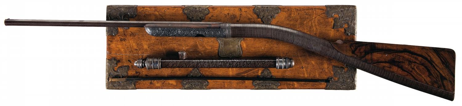 Exhibition Engraved Takedown Air Rifle with Case and Accessories