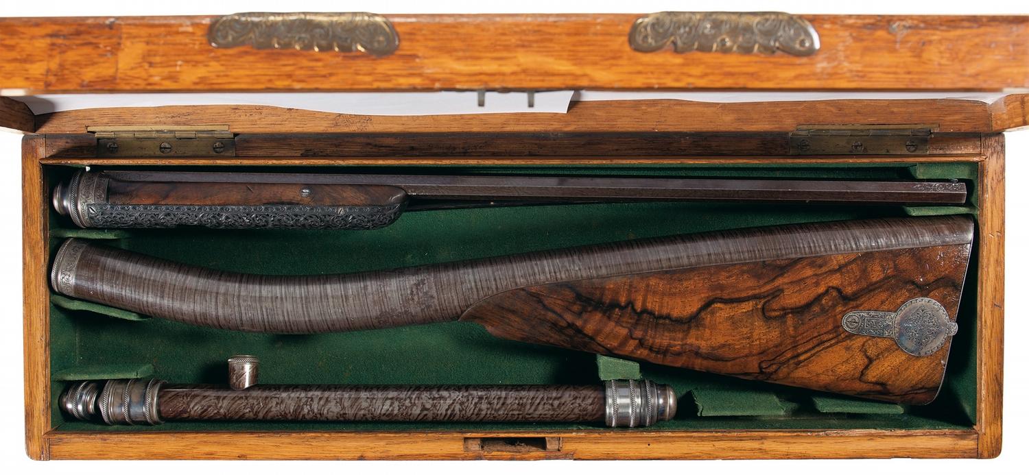 Exhibition Engraved Takedown Air Rifle with Case and Accessories