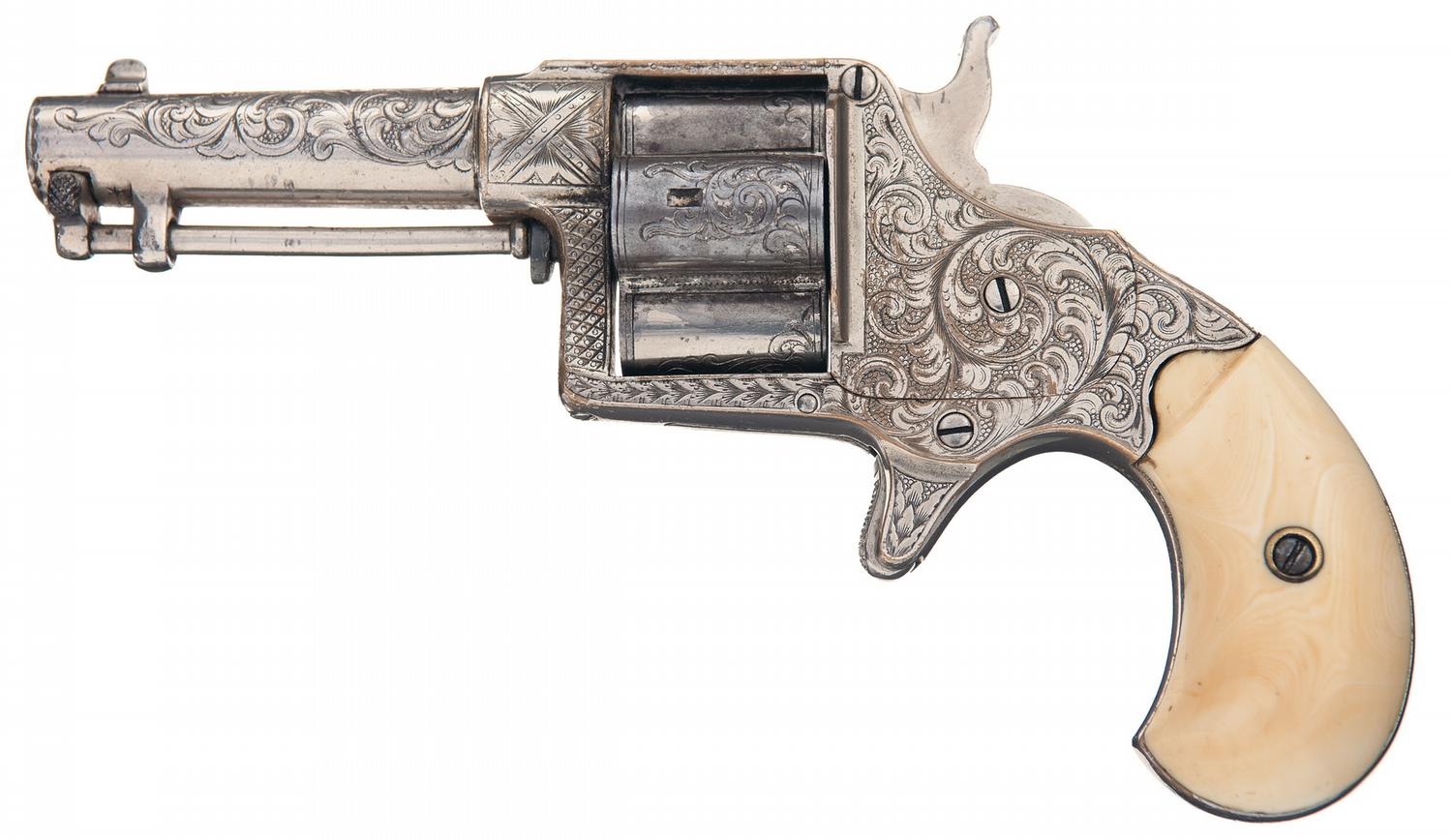 Rare Nimschke Engraved Colt Cloverleaf House Model Revolver with Ivory ...