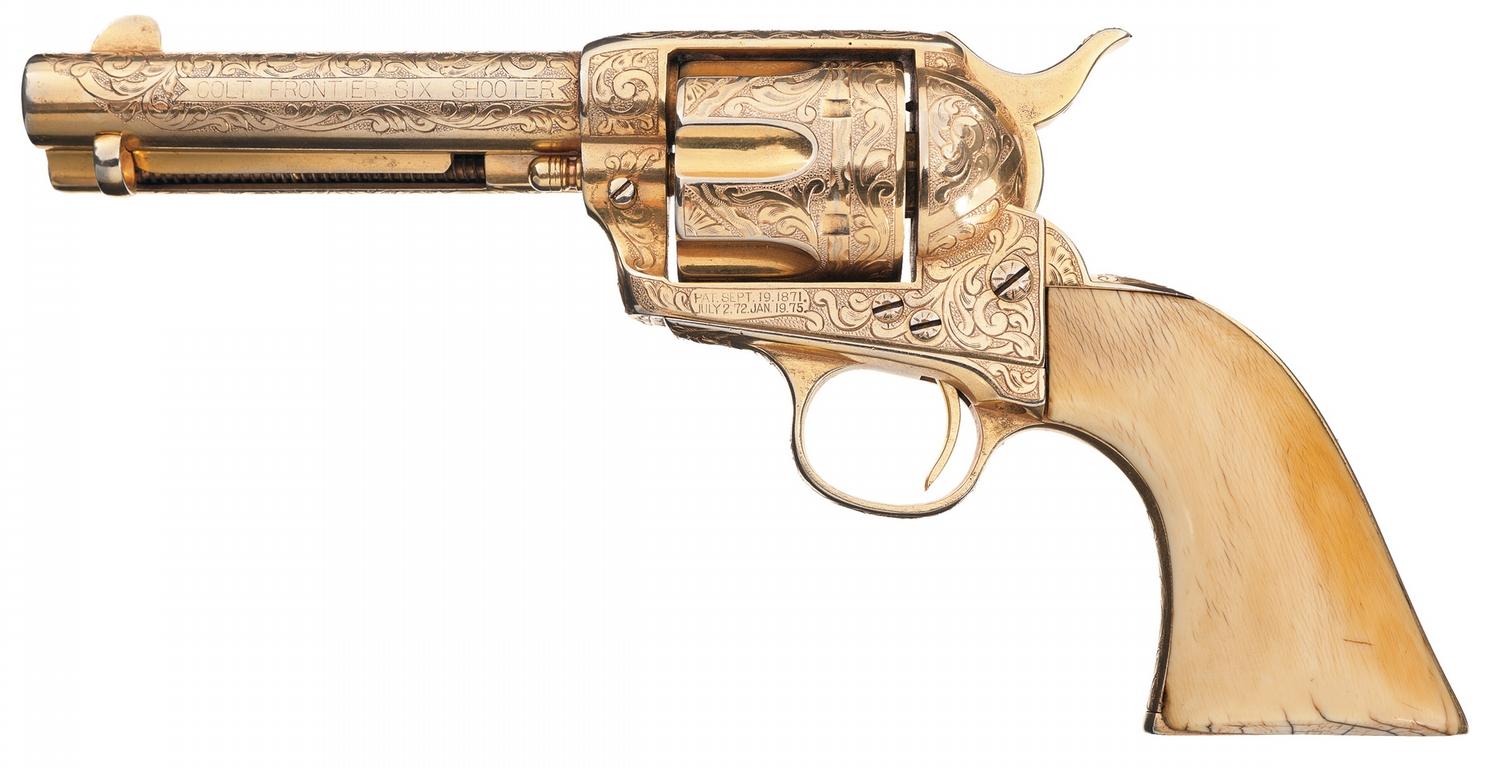 Custom Engraved Gold Plated Colt Frontier Six Shooter Single Action ...