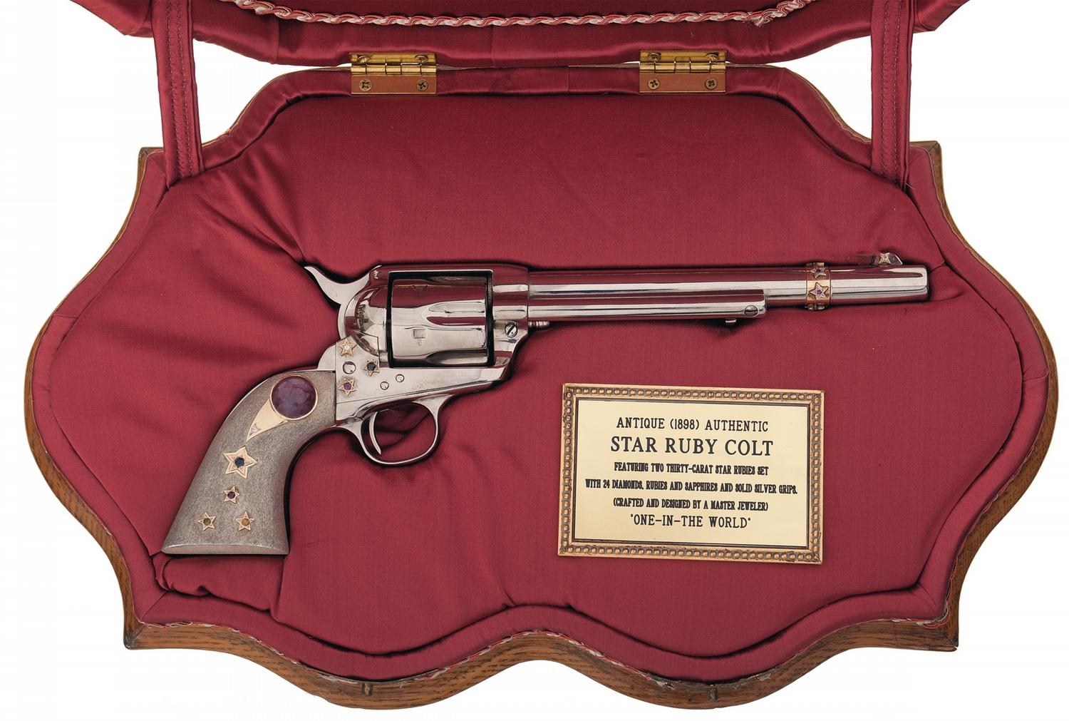 Unique Cased Custom "One of a Kind" Star Ruby Jewel Inlaid Colt Single ...