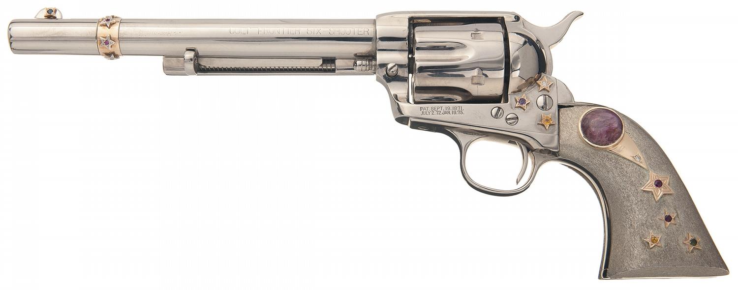 Unique Cased Custom "One of a Kind" Star Ruby Jewel Inlaid Colt Single ...