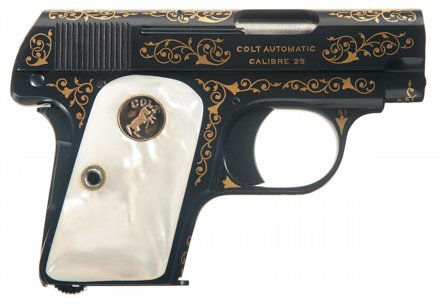 Excellent Custom Gold Inlaid Colt Model 1908 Vest Pocket Semi-Automatic ...
