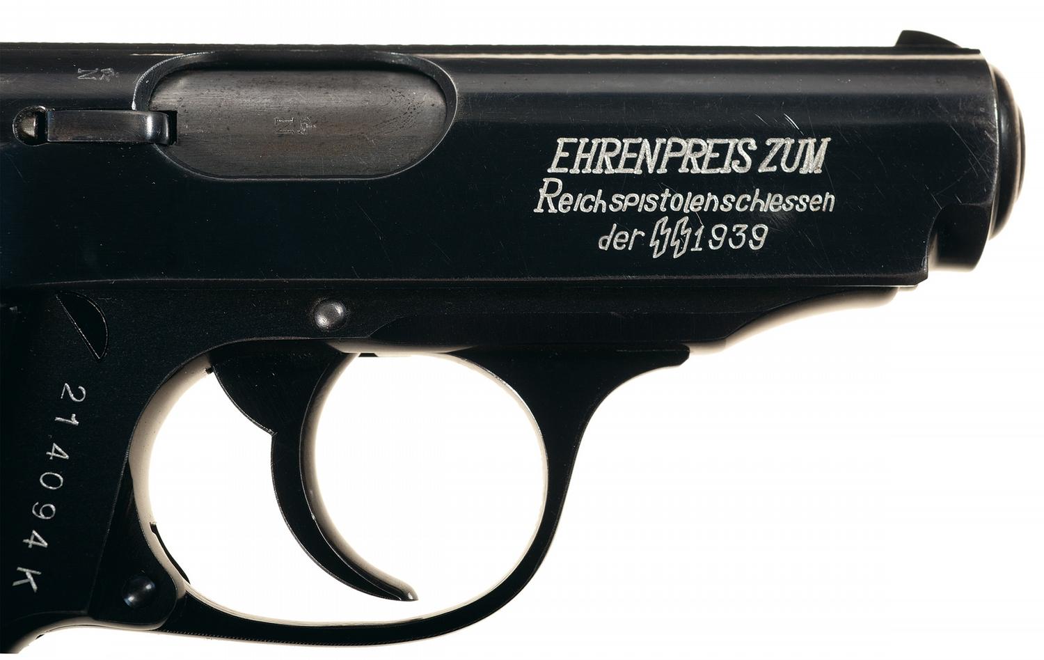 Walther PPK "22LR" Pistol with Custom "SS" Slide Inscription