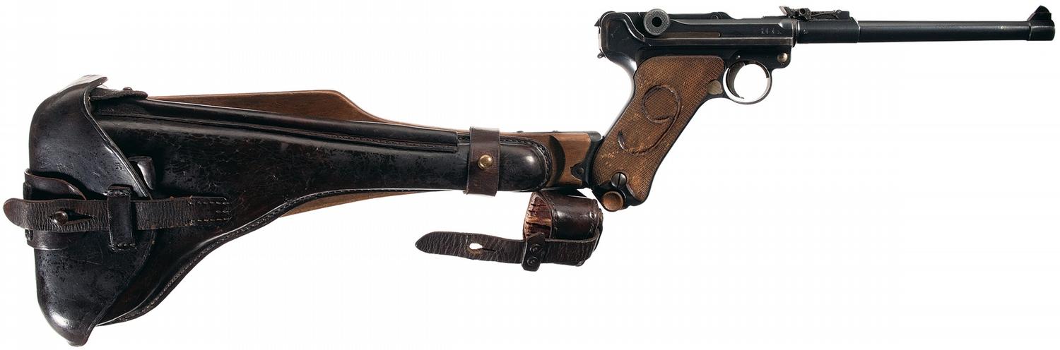 Excellent WWI DWM 1917 Dated Red 9 Artillery Luger Pistol with Stock ...