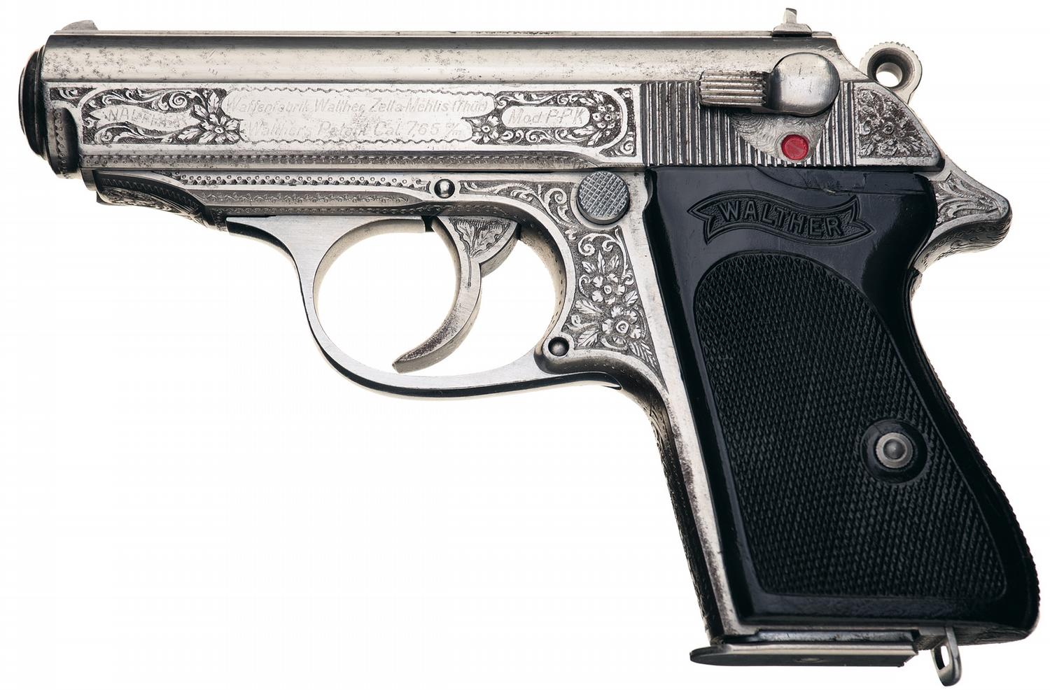Excellent Wartime Walther PPK Pistol with Deluxe Walther Factory Floral ...