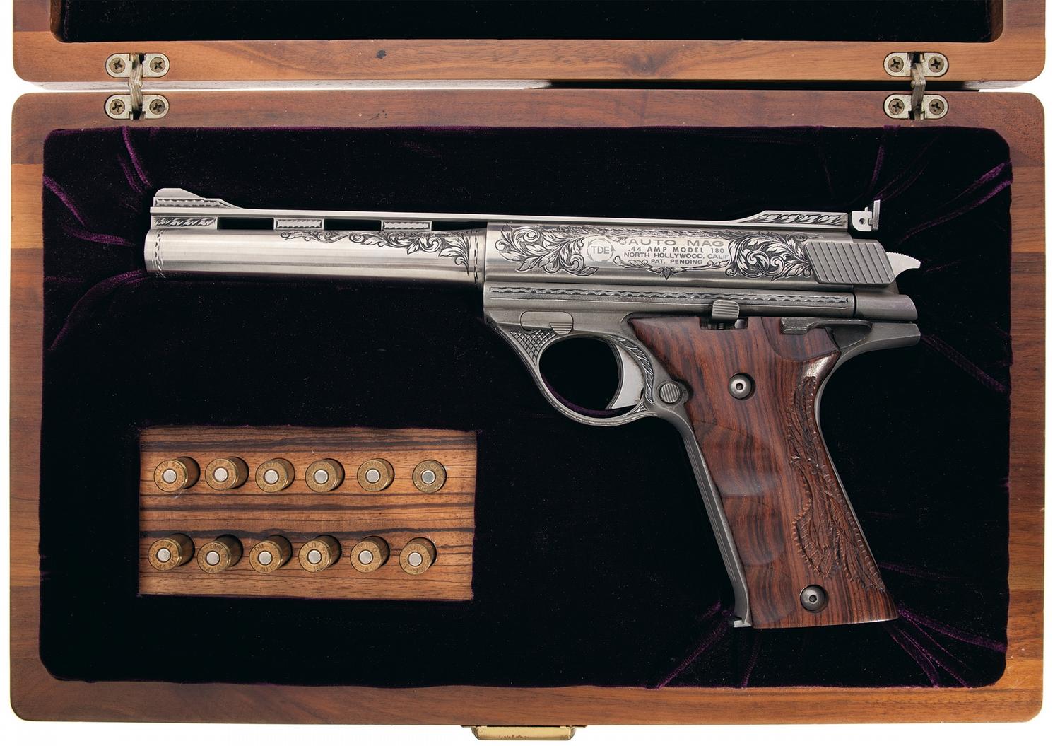 Ben Shostle Engraved Auto Mag Model 180 Semi-Automatic Pistol in 44 AMP ...