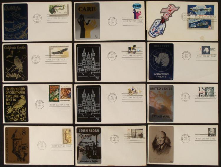 12 Sarzin Metallic First Day Covers Stamps FDC 1970-75