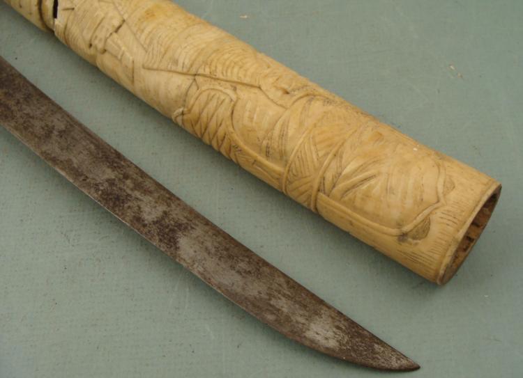 CARVED IVORY JAPANESE SAMURAI SWORD-ANTIQUE