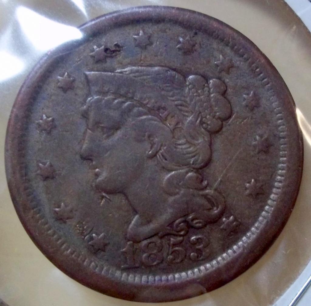 1853 Braided Hair Large Cent