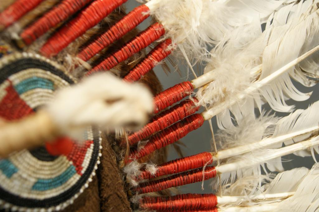 Outstanding Native American Beaded Headdress with turkey vulture ...