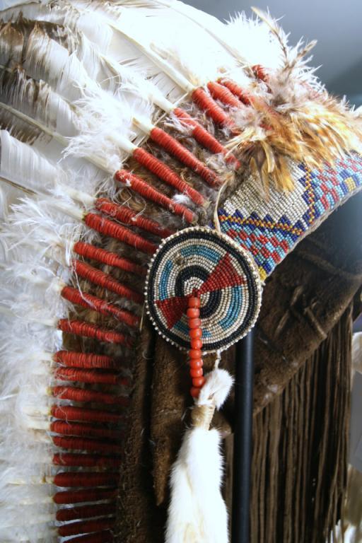 Outstanding Native American Beaded Headdress with turkey vulture ...