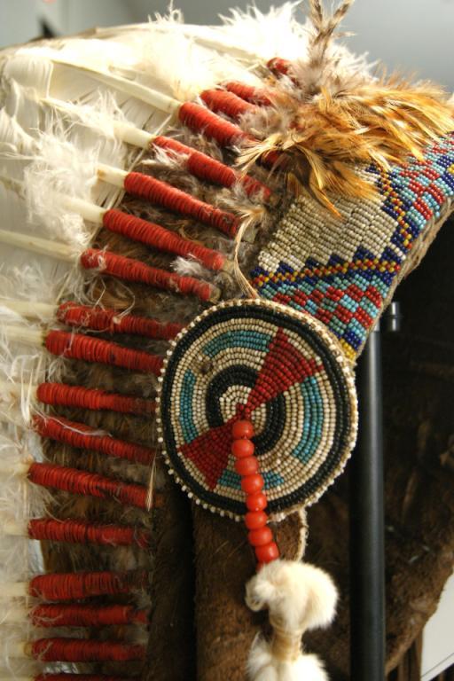 Outstanding Native American Beaded Headdress with turkey vulture ...