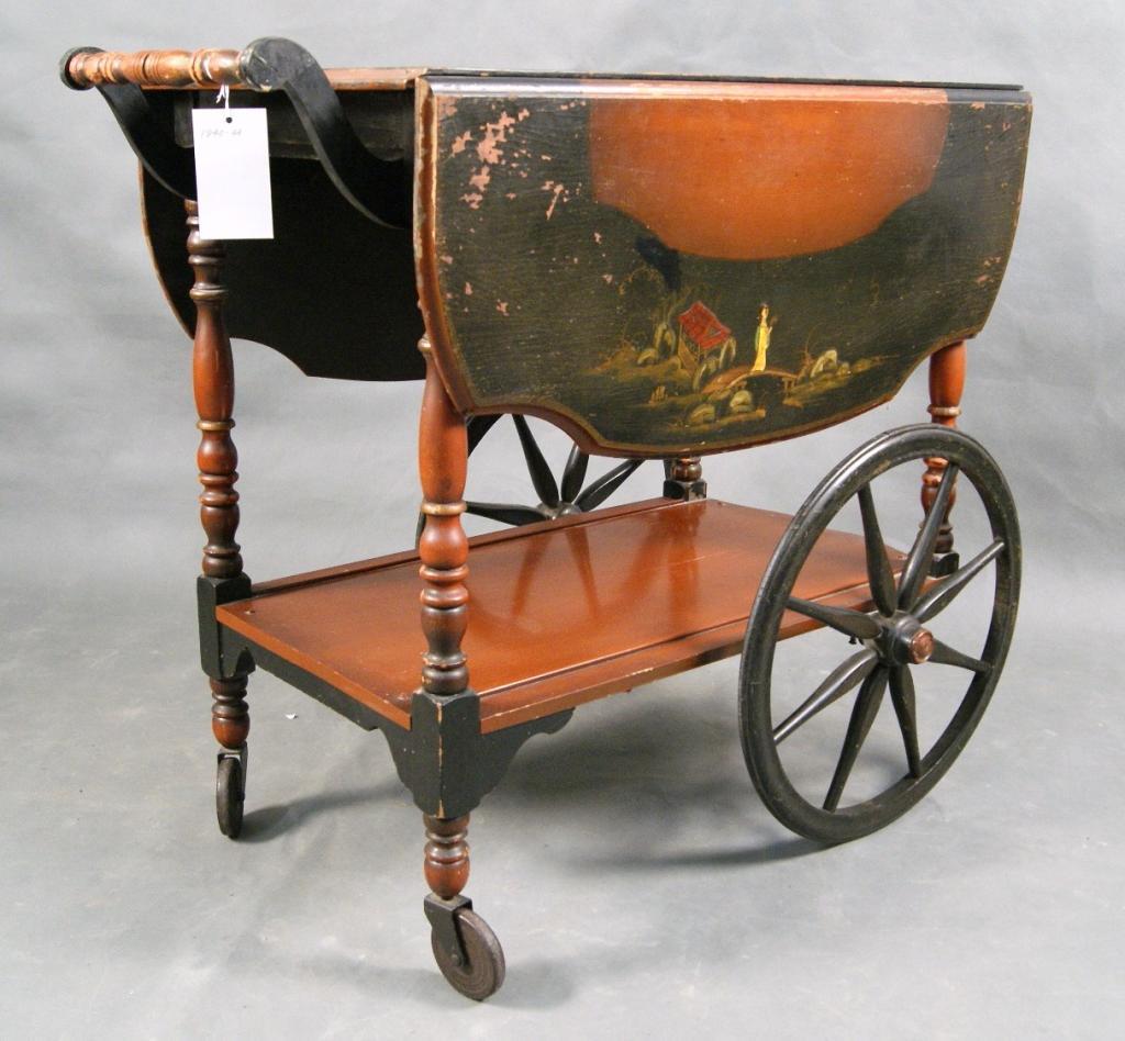 Oriental motif tea cart