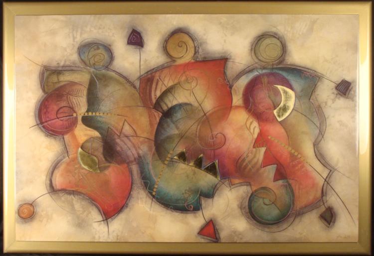 Large Abstract Art Print EWG Gold Foil on Board/ Frame